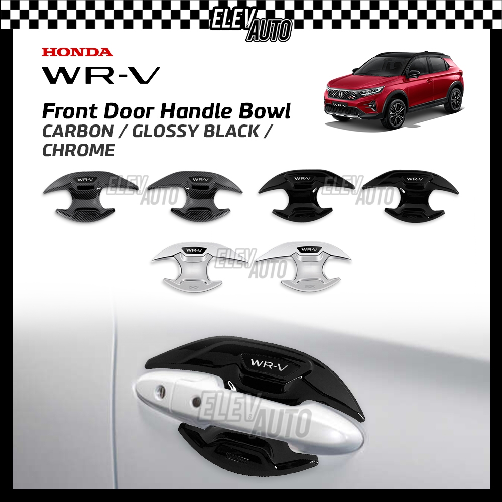 Honda WR-V WRV Front Door Handle Bowl Cover Trim Carbon Chrome Black ...