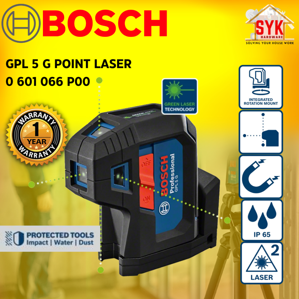 SYK Bosch GPL 5 G GPL5G GPL 5G Point Laser Battery Machine Distance Measure Meter Laser Level ...