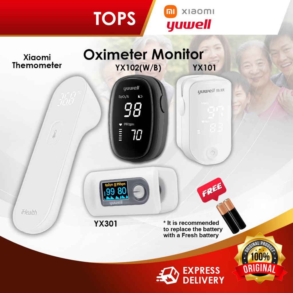 🔥Ship 24h🇲🇾Xiaomi Yuwell Oximeter YX101 YX102 YX301 Fingertip Pulse Oxymeter Monitor Finger ...