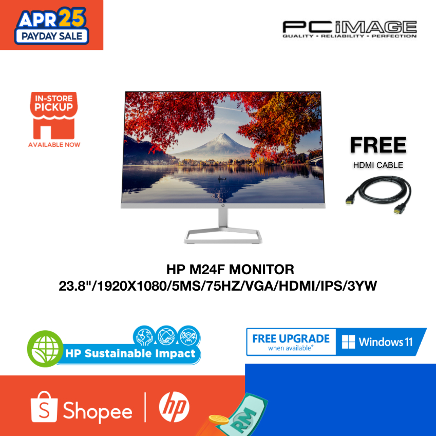 HP M24F MONITOR 23.8"/1920X1080/5MS/75HZ/VGA/HDMI/IPS/3YW | Shopee Malaysia