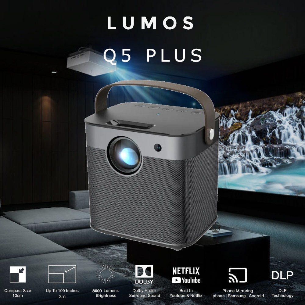 Q5 PLUS Projector 7500 Lumens Android 12 Mini Portable Projector 4K Ultra HD Wifi Bluetooth Home ...