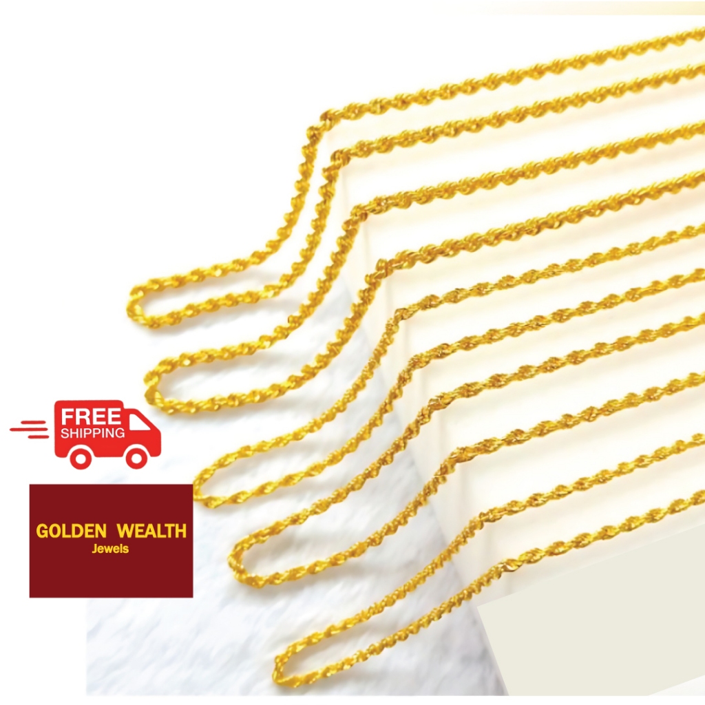 💯916 Gold Rope Chain Rantai Leher Pintal 916 空心绳子链 | Shopee Malaysia