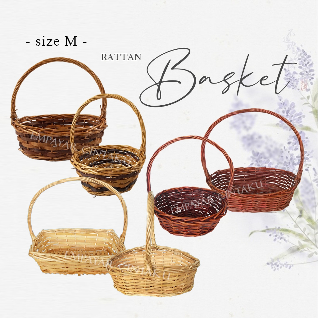 M SIZE Basket Rattan//FLOWER BASKET/Raga Rattan/Bakul Hamper/Bakul Buah ...