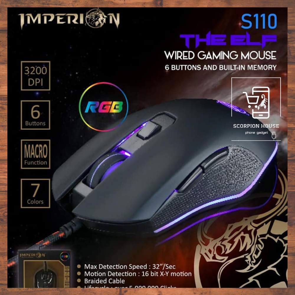 IMPERION S110 The Elf 3200DPI RGB Macro USB Wired Gaming Mouse ...