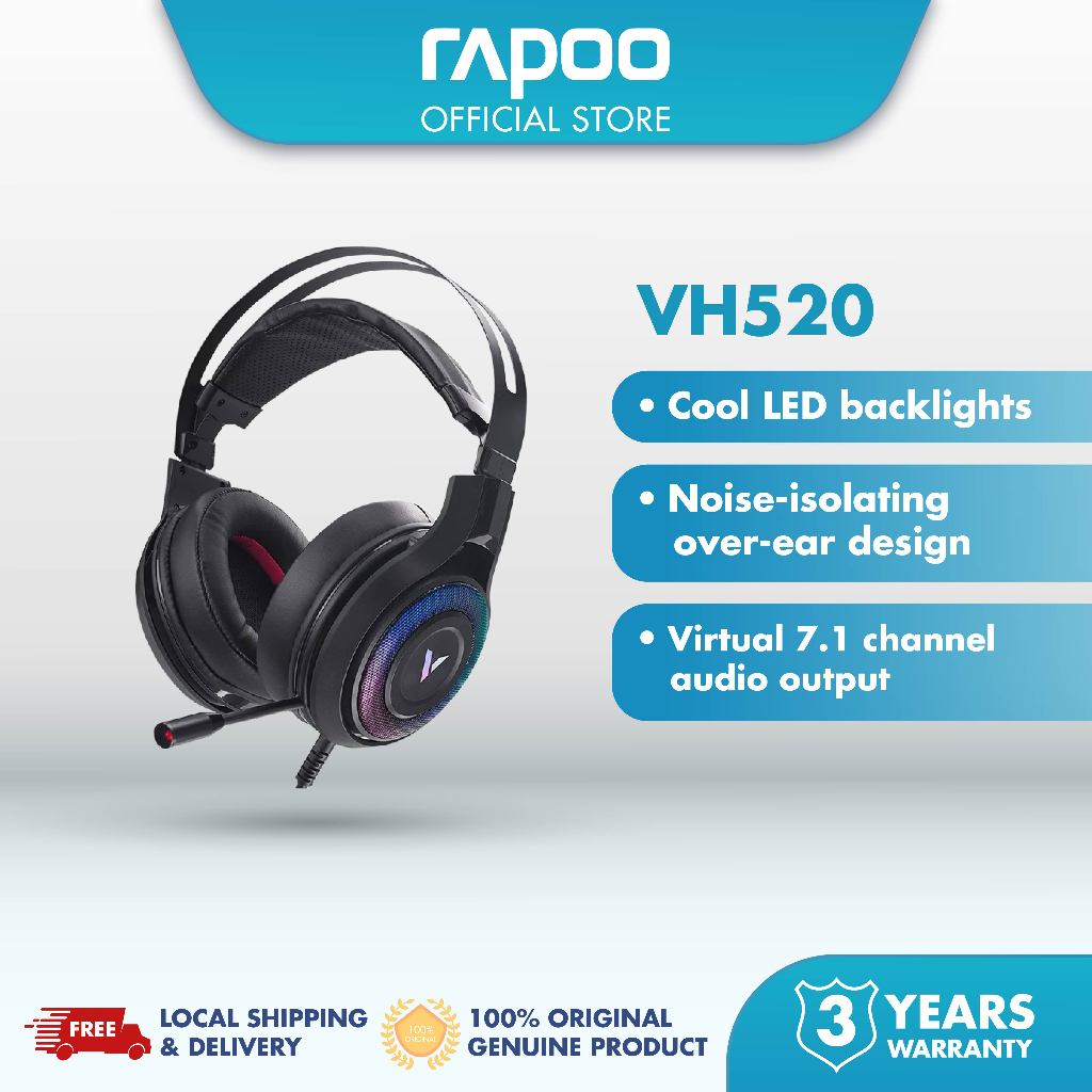 Rapoo Virtual 7.1 RGB Wired Channels Gaming Headset VH520 | Shopee Malaysia