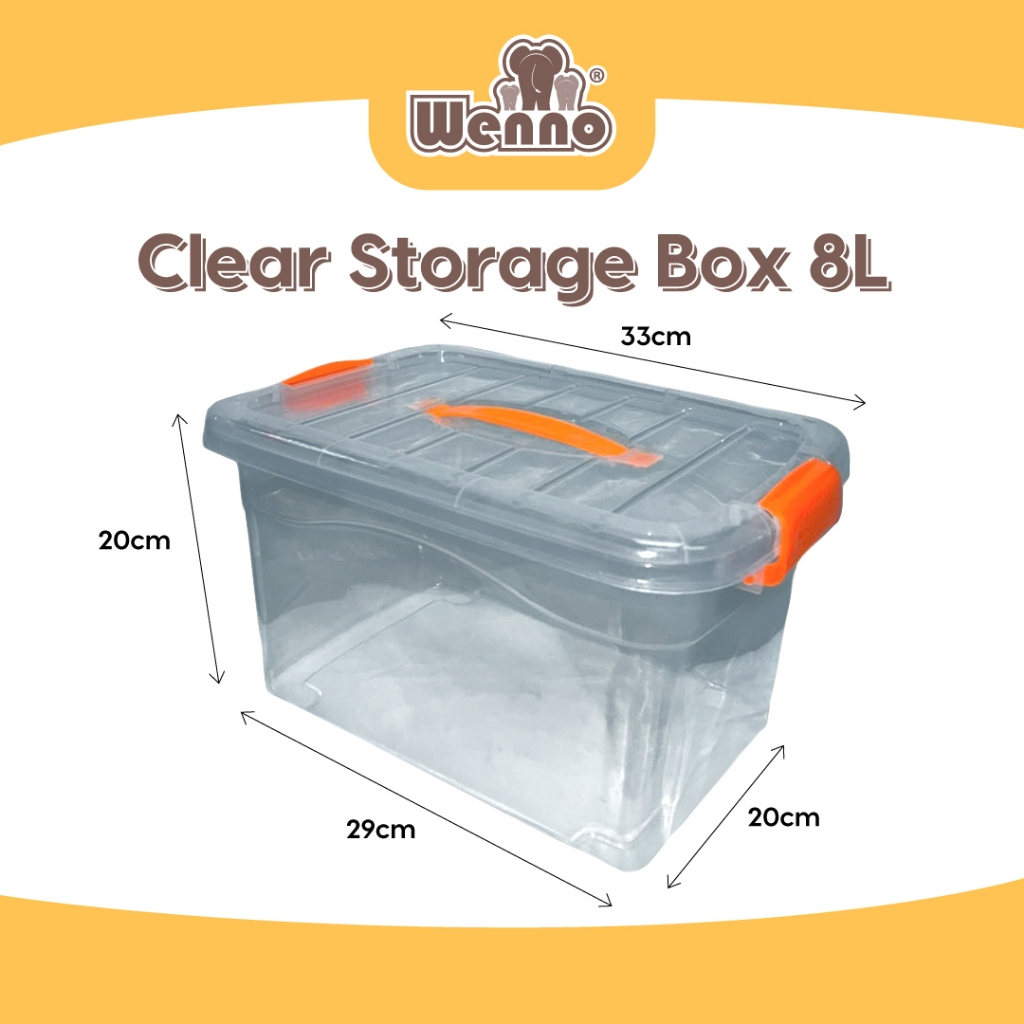 Wenno Clear Plastic Storage Box Transparent Large Capacity PP Storage ...