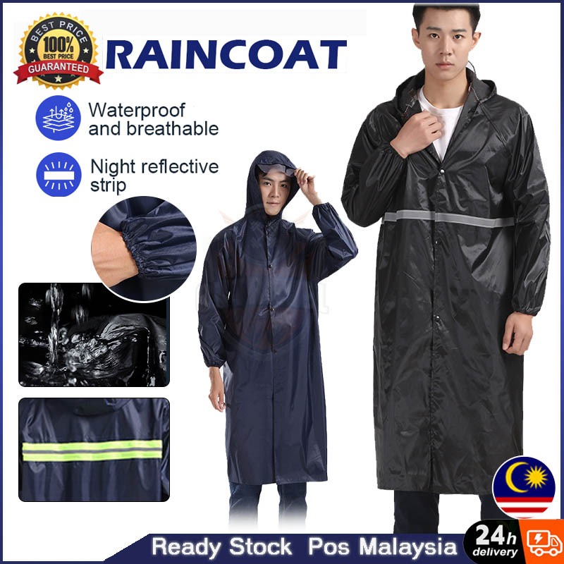 Unisex Waterproof PVC Rain Coat Full Body Rainsuit Black Long Rain Coat ...