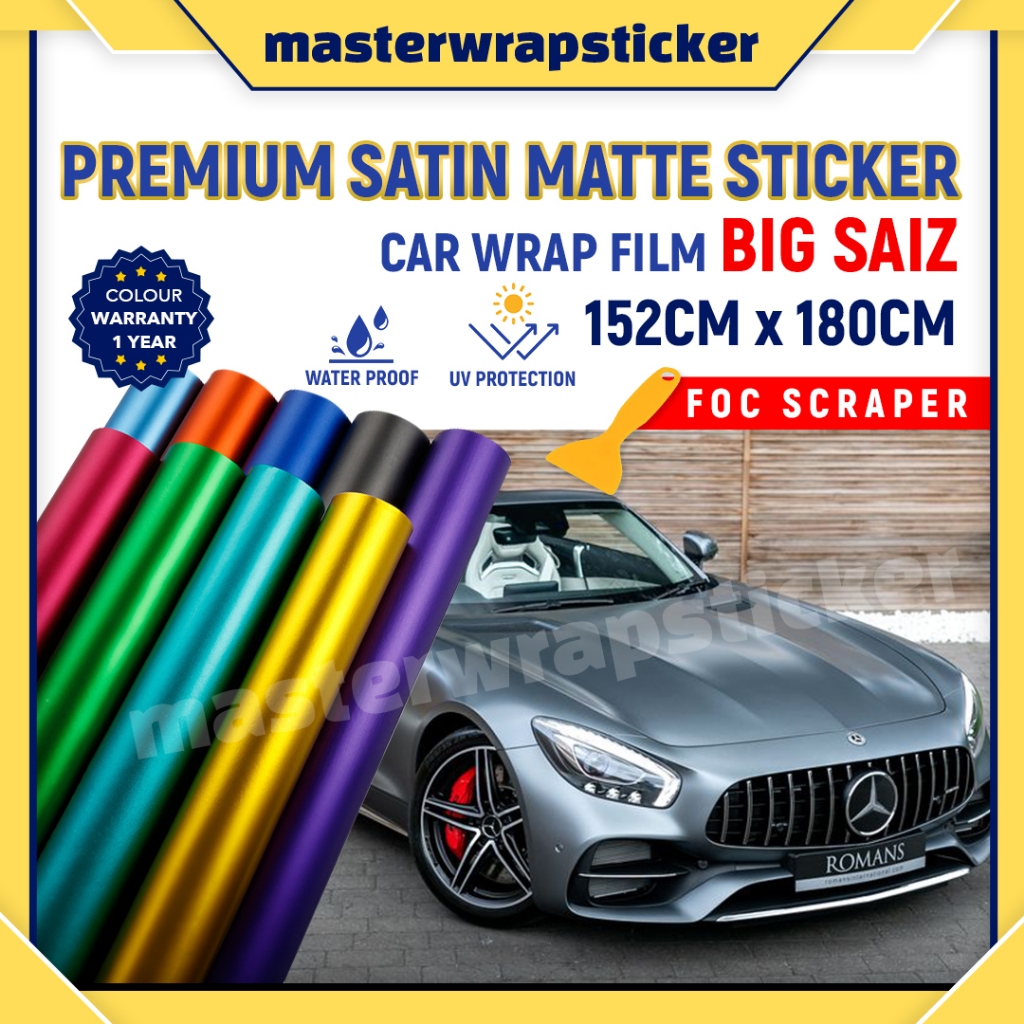 PREMIUM SATIN MATTE CHROME STIKER KERETA(152CM-360CM)wrapping car ...