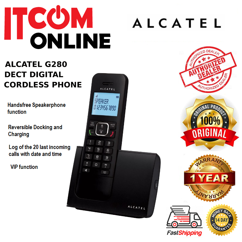 ALCATEL G280 DECT DIGITAL CORDLESS PHONE BLACK | Shopee Malaysia