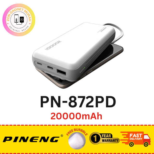 Pineng PN 872 (20000 mAh) 2 input,2 output Built-in cable Type C and Fruit, 1 standard USB ...