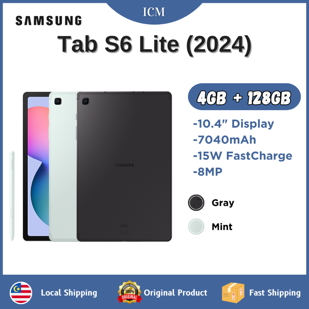 SAMSUNG Galaxy Tab S6 Lite 2024 10.4" SM-P620 WIFI (4GB RAM | 128GB ROM) Original Waranti 1 ...