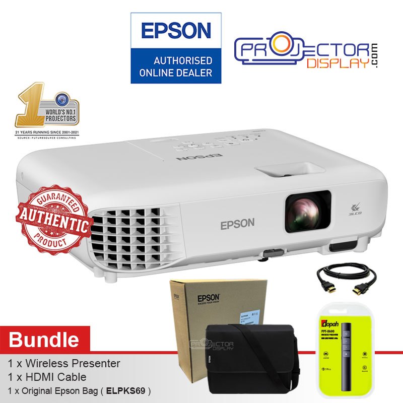 Epson EB-E01 XGA (1024x768) 3300 Lumens 3LCD Projector, Office ...