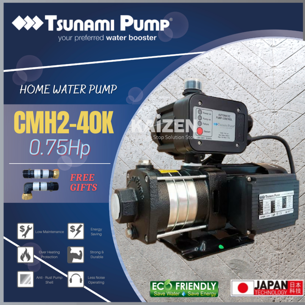 TSUNAMI PUMP CMH2-40K (0.75HP) WATER BOOSTER PUMP / PAM AIR | Shopee ...