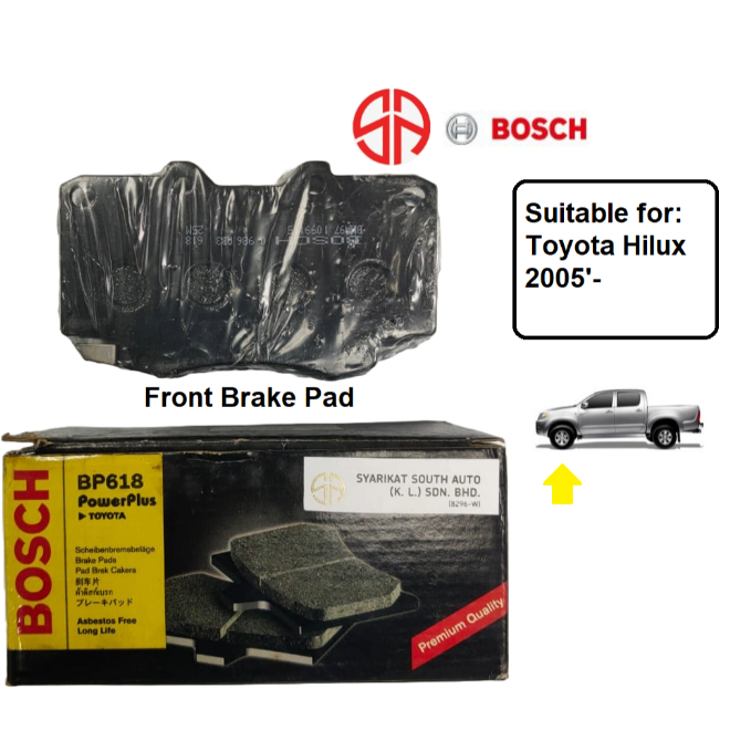 Toyota Hilux Brake Pad Front BP618 Bosch KUN25 KUN35 KUN36 KUN26 TGN26 ...