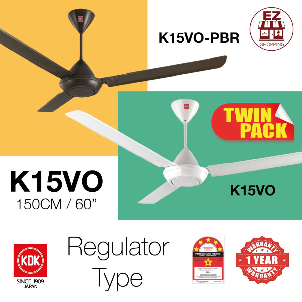 KDK CEILING FAN-REGULATOR K15V0 WHITE/K15V0-PBR BROWN (TWIN PACK)(150cm ...