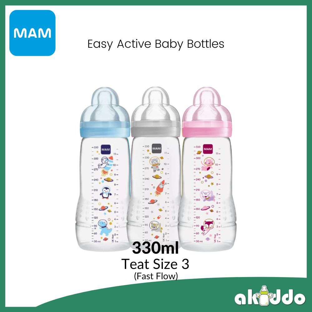 MAM Easy Active Baby Bottle (330ml) with Fast Flow Silicone Teat ...