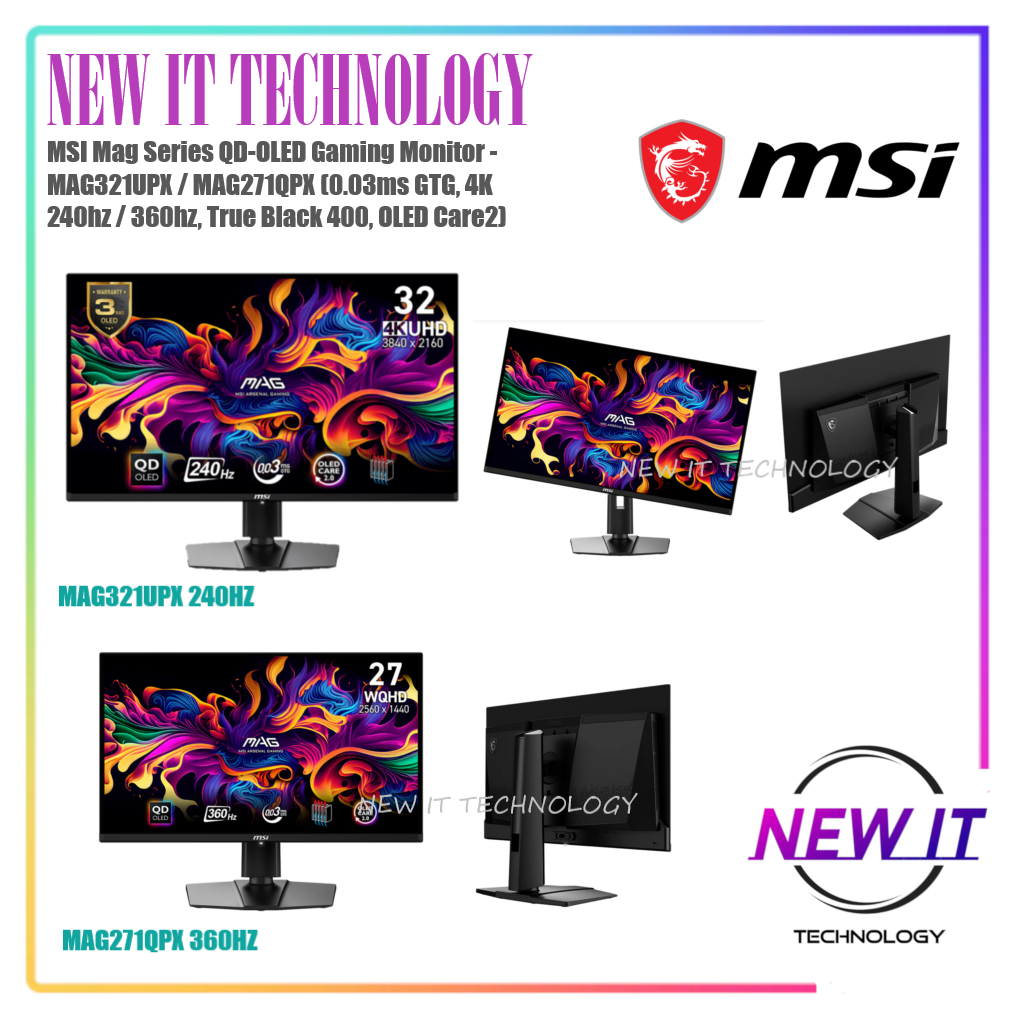 MSI Mag Series QD-OLED Gaming Monitor MAG321UPX|MAG271QPX|MPG321URX(0 ...