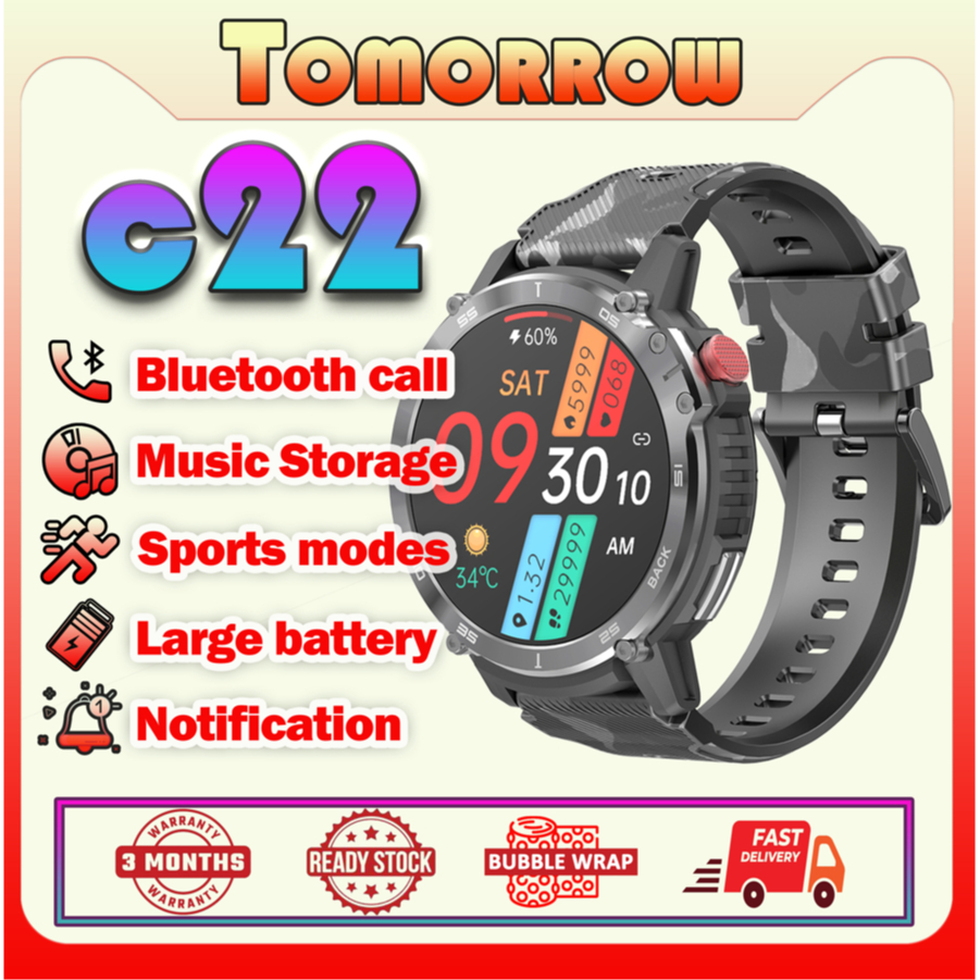 🔥READY STOCK🔥Bluetooth Call Music Storage SMART WATCH🔥C22 fitness ...
