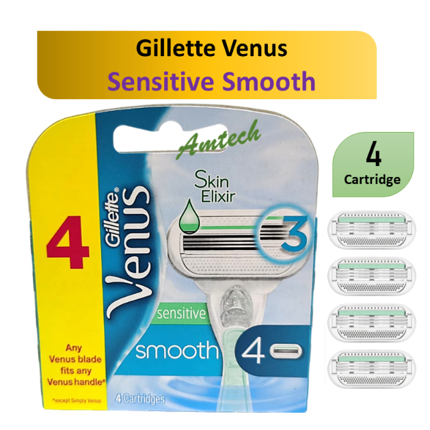 Gillette Venus Women's Smooth Sensitive Razor Blade Refill (4 Cartridge ...