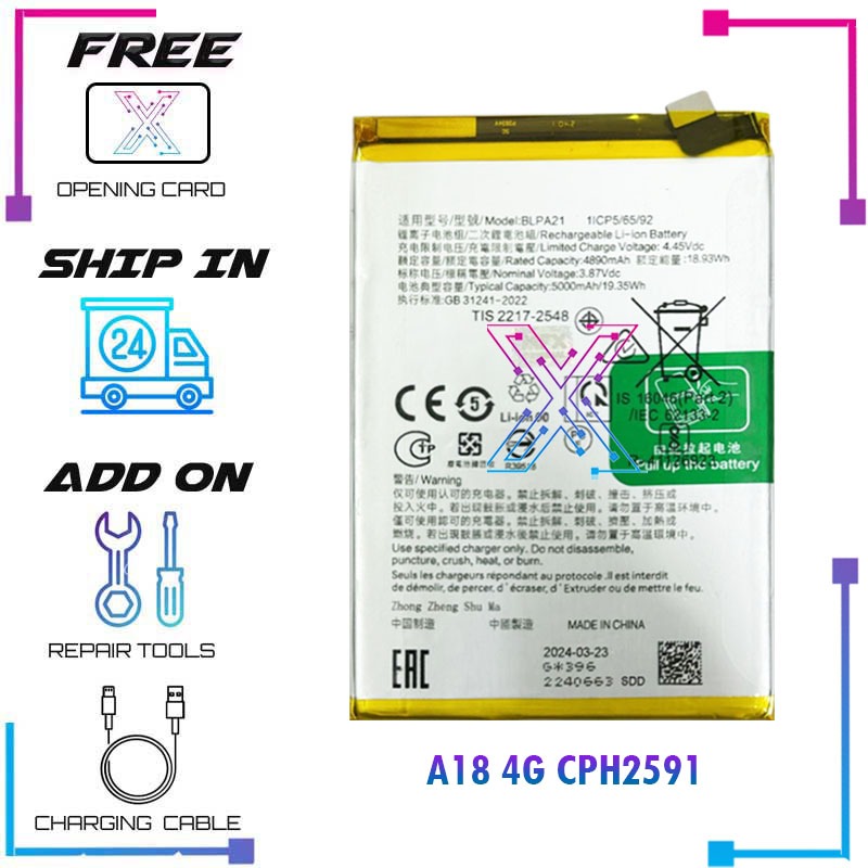 Battery Bateri BLPA21 For Oppo A18 4G CPH2591 (5000mAh) | Shopee Malaysia