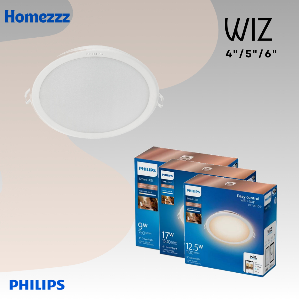 Philips WiZ LED 4-inch/5inch/6-inch Smart Lighting Tunable White ...