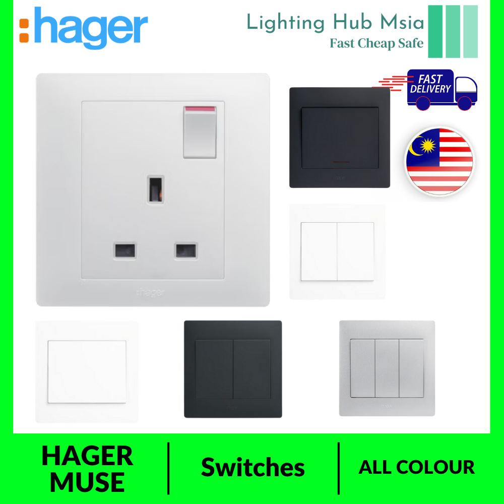 HAGER MUSE 1/2/3/4 GANG 1/2 WAY 13A/15A BELL SWITCH SOCKET 20A DOUBLE ...