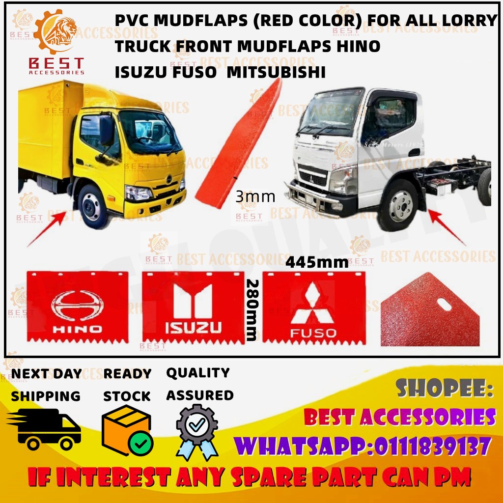 PVC MUDFLAPS (RED COLOR) FOR ALL LORRY TRUCK FRONT MUDFLAPS HINO ISUZU ...