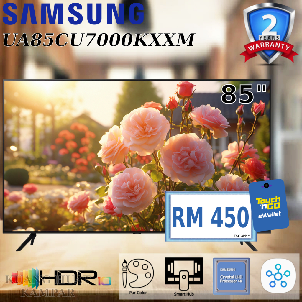 SAMSUNG 85" / 85 INCH CU7000 CRYSTAL UHD 4K SMART LED TV UA85CU7000KXXM | Shopee Malaysia