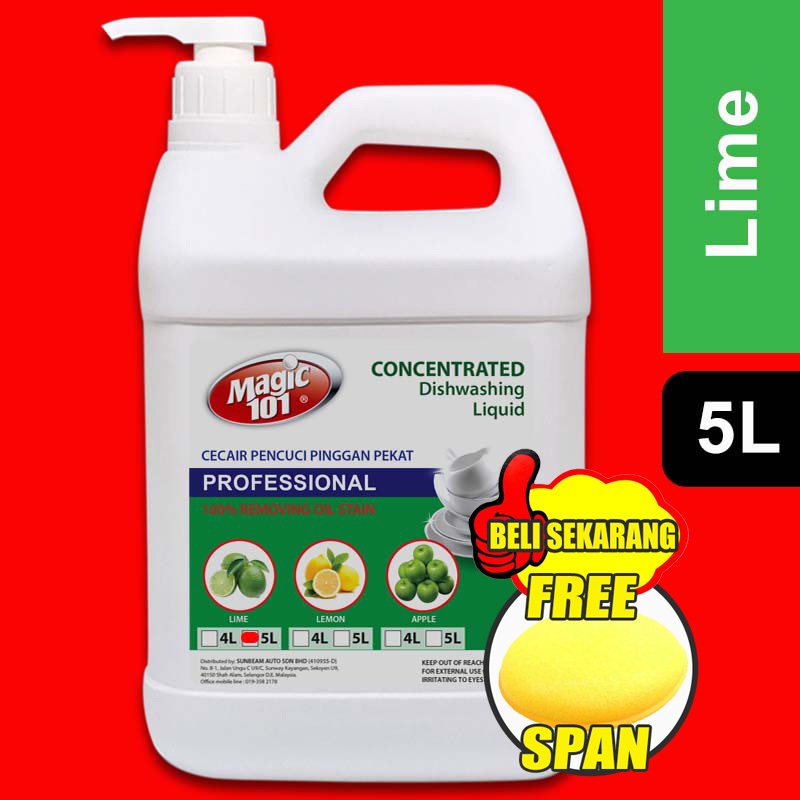Magic101 Dishwashing Liquid / Cecair Pencuci Pinggan 5000ml / 5kg / 5 ...