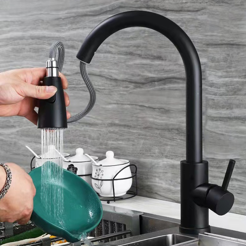 SUS304 kitchen pull faucet hot and cold basin sink telescopic faucet ...