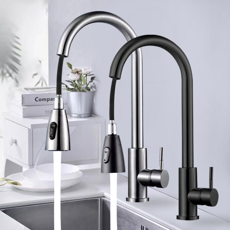 Kitchen Basin Sink Faucet Kitchen Tap Kitchen Mixer Taps Pull Out 360°swivel Spout Spray Sink