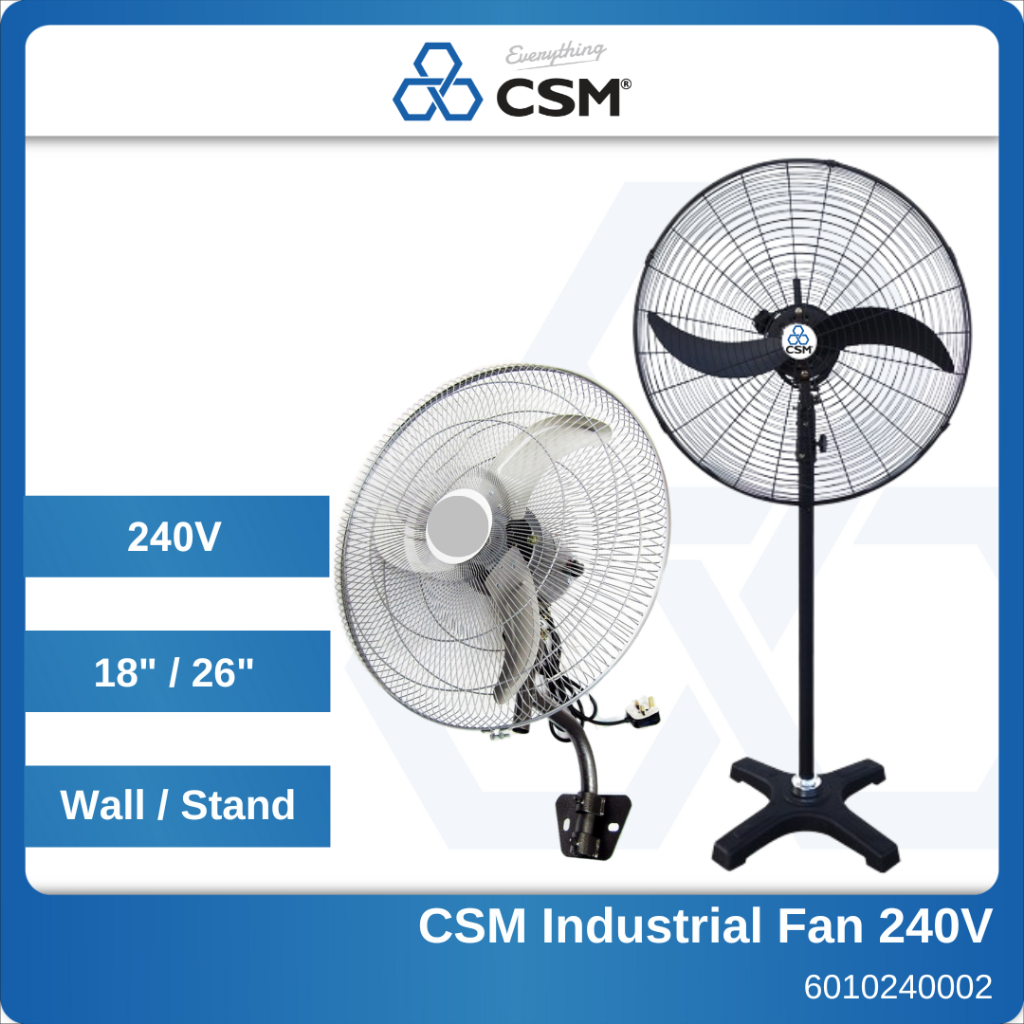 CSM Industrial Fan 240V 18/26“ Heavy Duty Electric Floor Fan Wall Fan ...