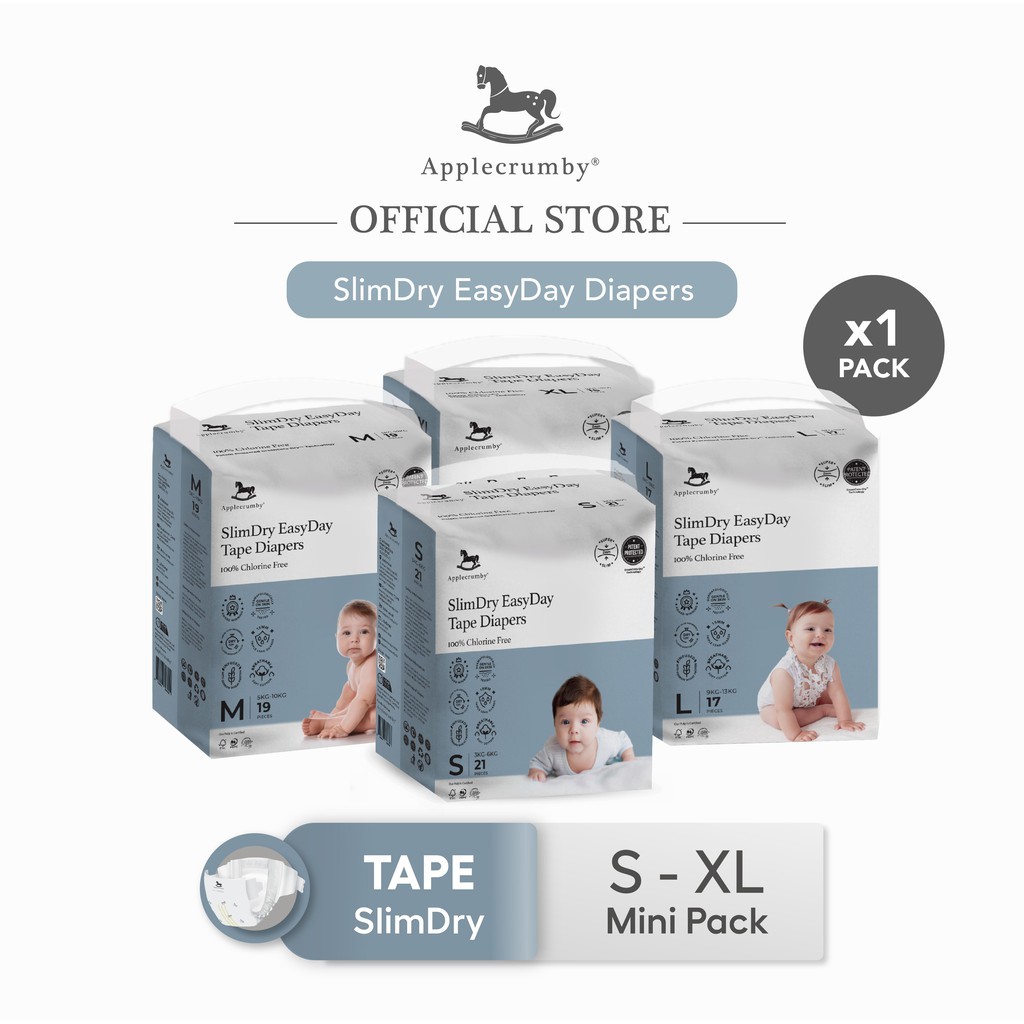 [NOT FOR SALE] Applecrumby® SlimDry EasyDay Tape Diapers (Mini, 2 Packs ...