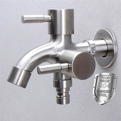 Faucet Stainless Steel Double Tap Multifunctional Water Tap Two Way ...
