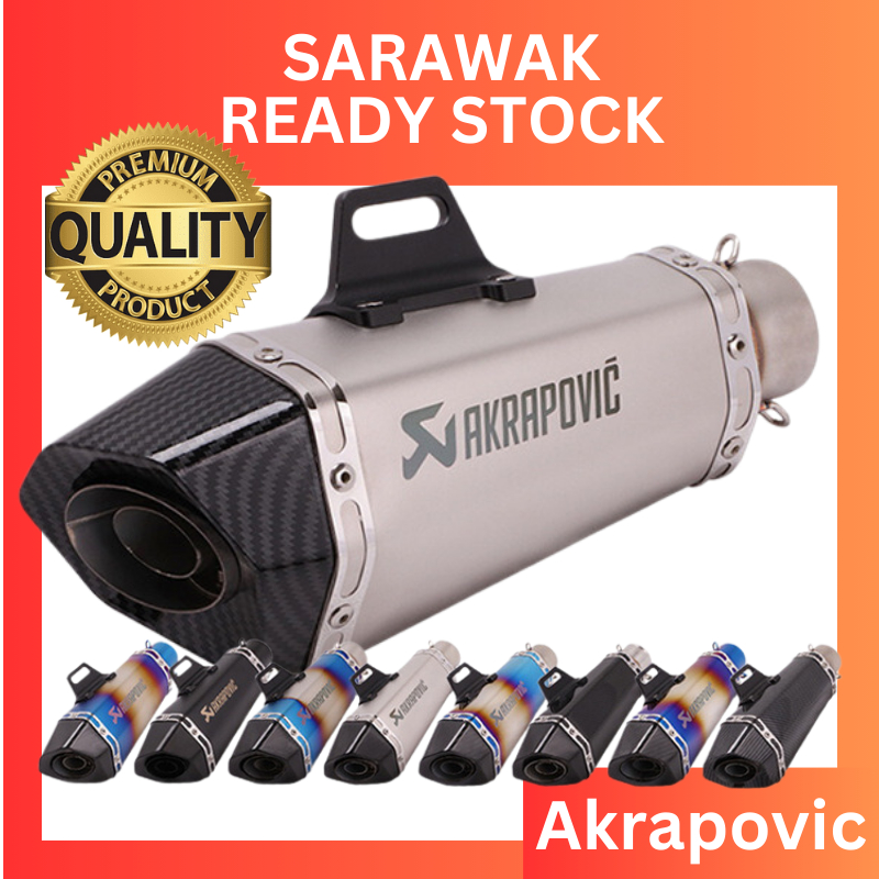 Akrapovic short muffler with built in bracket 36-51mm universal ...