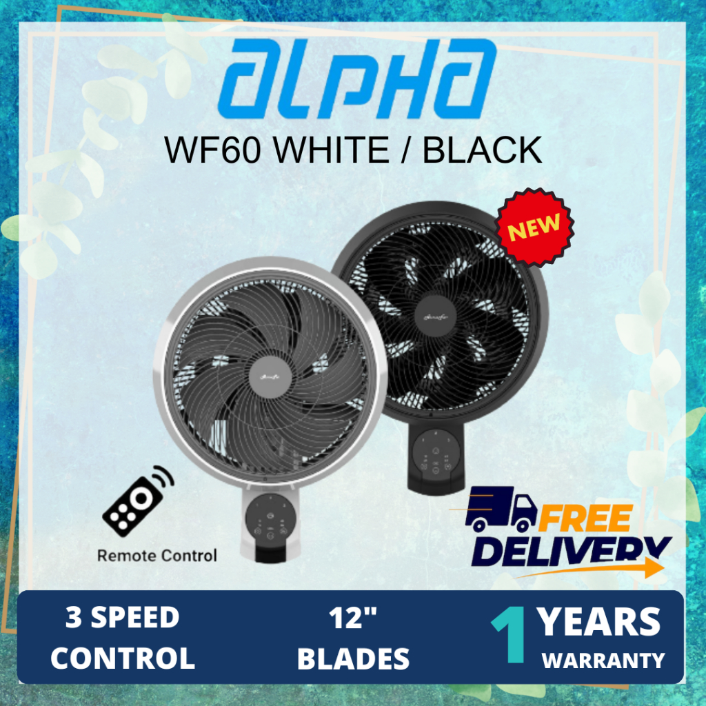 FREE SHIPPING 】 Alpha Motto Wall Fan / WF60 Remote Control 3 speeds ...