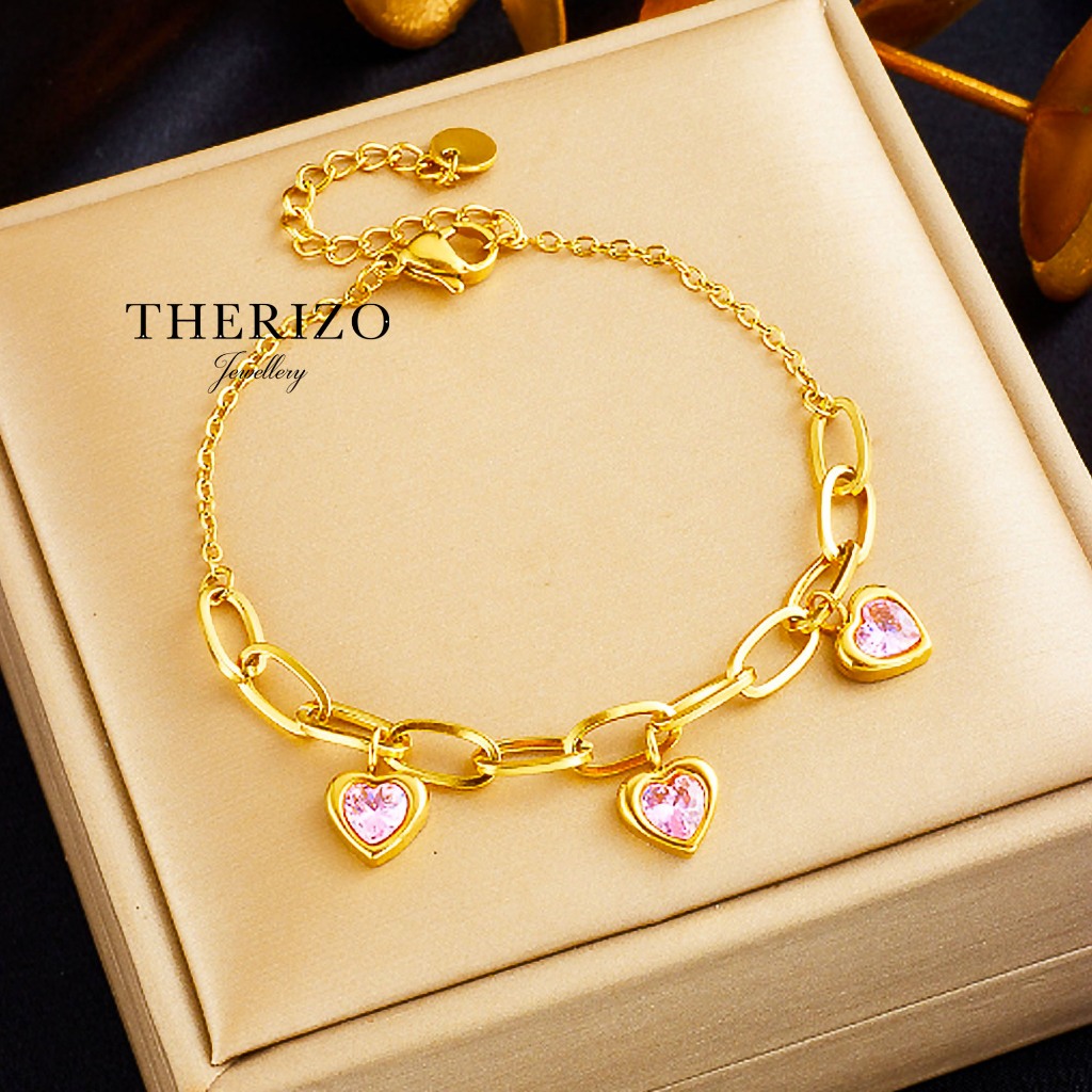 Therizo Titanium Colorful Cute Love Shape Bracelet Gelang Tidak ...