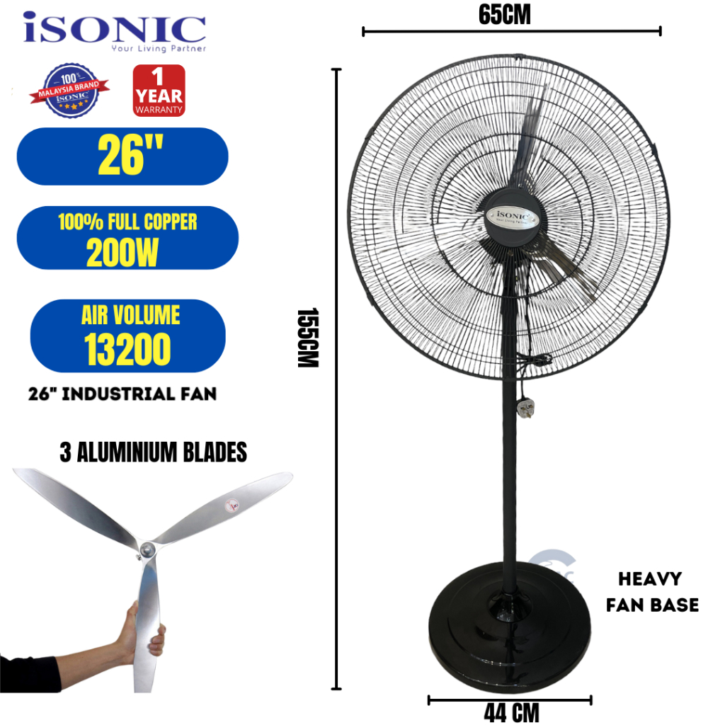 iSONIC 26" INDUSTRIAL FAN IF-650 | DEMC INDUSTRIAL STAND FAN 26” KIPAS ...