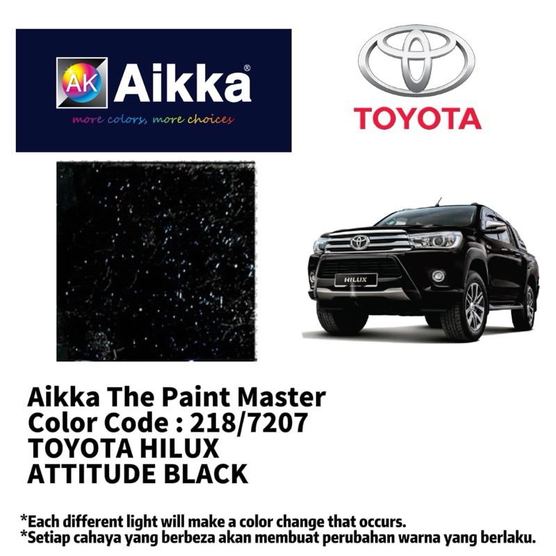 AIKKA TOYOTA HILUX / 218 / 7207 / ATTITUDE BLACK / 2K PAINT / CAR AND ...