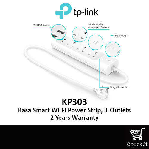 TP-Link KP303 3 Outlets Wifi Smart Strip Power Extension Plug Sockets ...