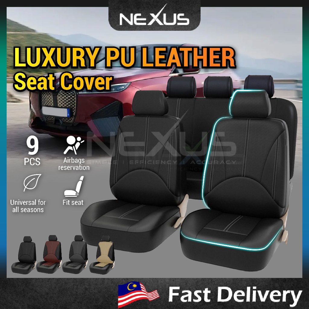Nexus Car 9 PCS Luxury PU Leather Seat Cover Universal Car Seat Cover ...