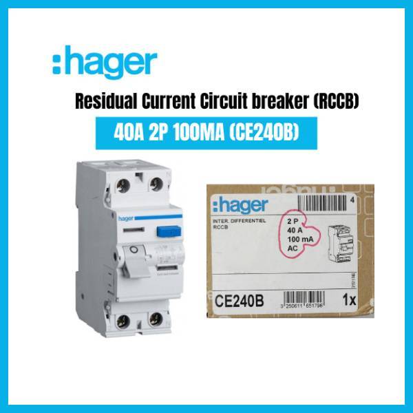 HAGER RCCB/ELCB 40A 2P 100MA (CE240B) | Shopee Malaysia