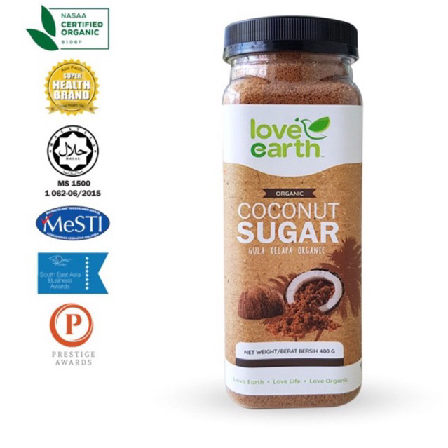 Love Earth - Organic Coconut Sugar Halal 400g Gula Kelapa Organik Gula ...