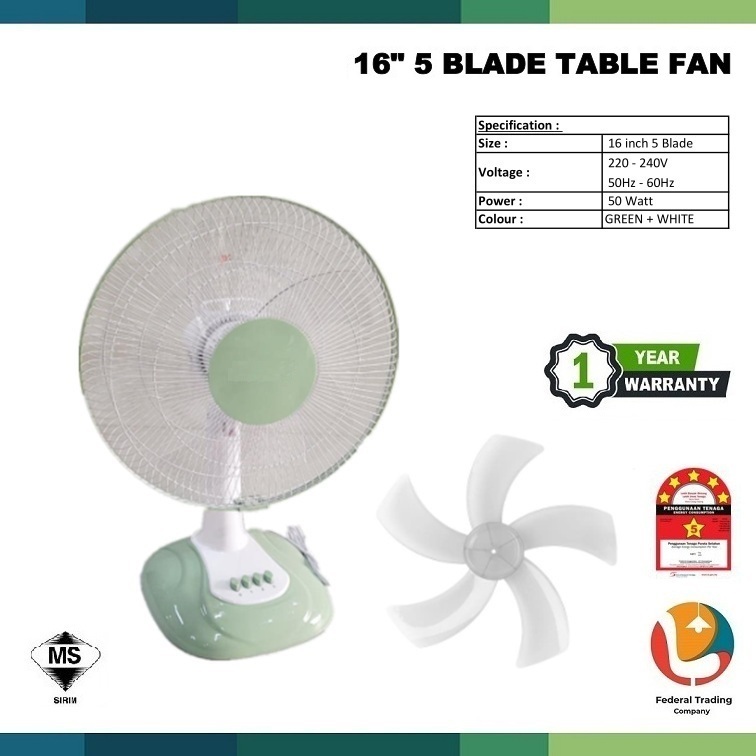 MERC 16" Table Fan 5 Blade Kipas Meja 16 inch | Shopee Malaysia