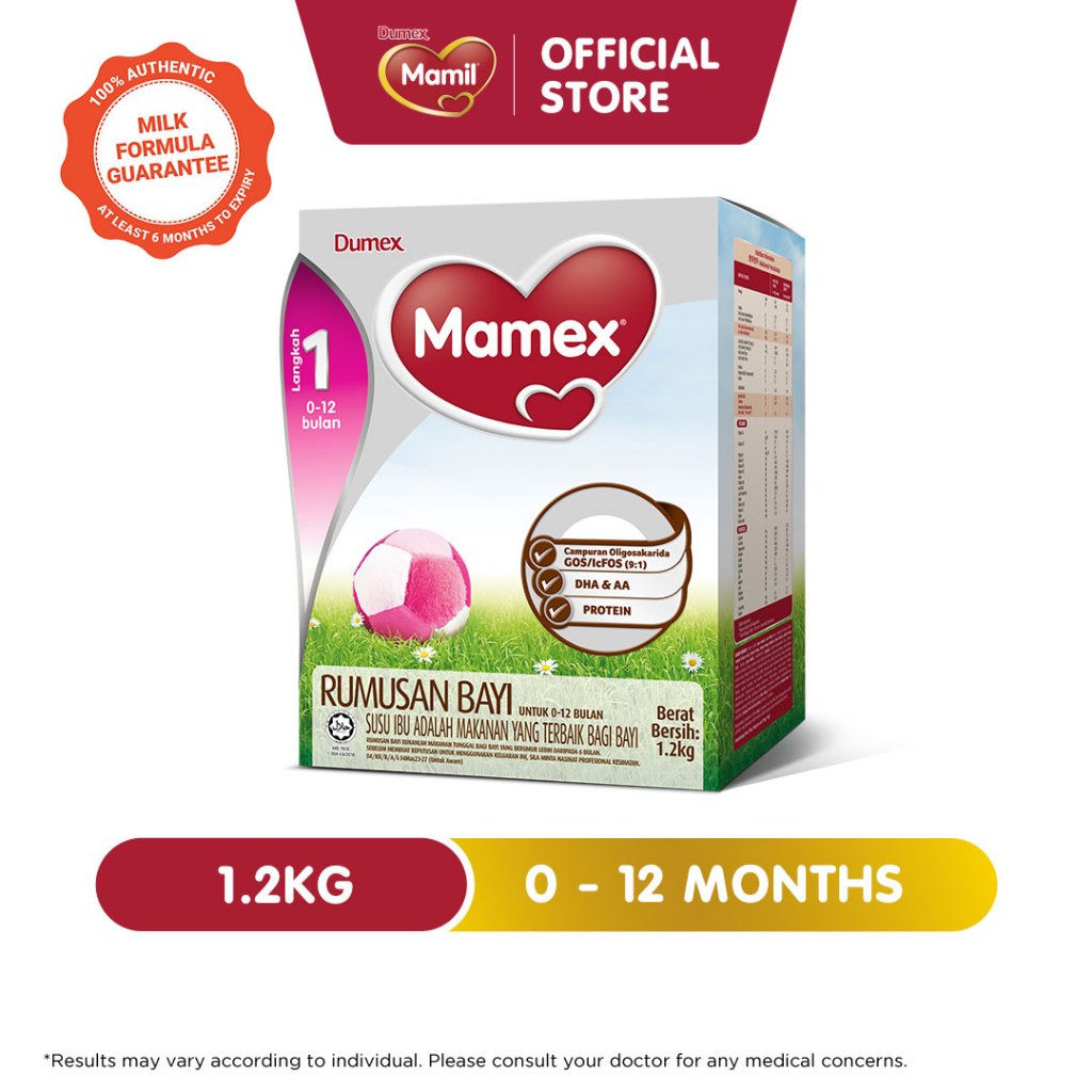 Mamex Step 1 Infant Milk Formula 0-12 months (1.2kg) (Susu, Milk Powder ...