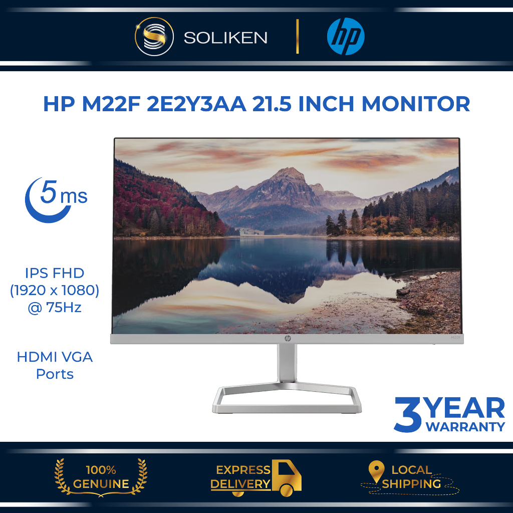 HP M22f Slim LED 21.5' inch FHD 1920 x 1080 Monitor (2E2Y3AA) (5ms GTG ...