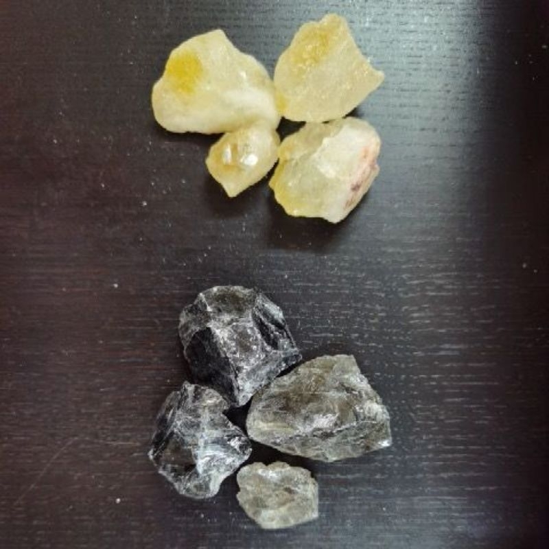 QINDERS 黄水晶原石/ 茶晶原石 消磁石 Natural Yellow Critine / Smokey Quartz Crystal ...
