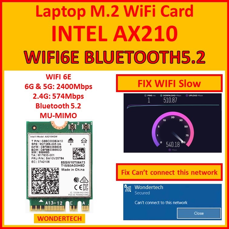 INTEL AX210 WIFI6E BLUETOOTH 5.3 Laptop M.2 NGFF MINI PCIE WiFi Card ...