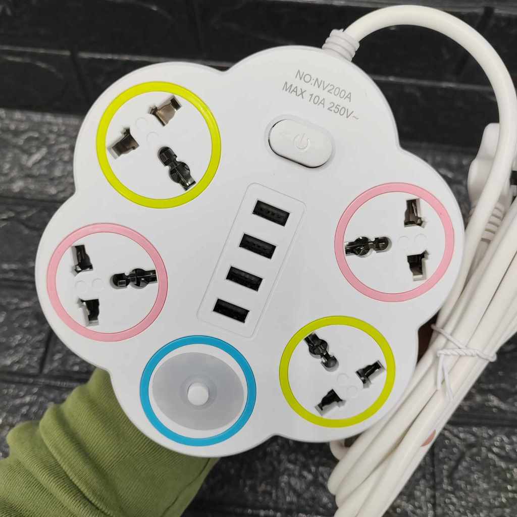 Power Plug Extension Socket Flower Design With 4 USB Ports Universal ...