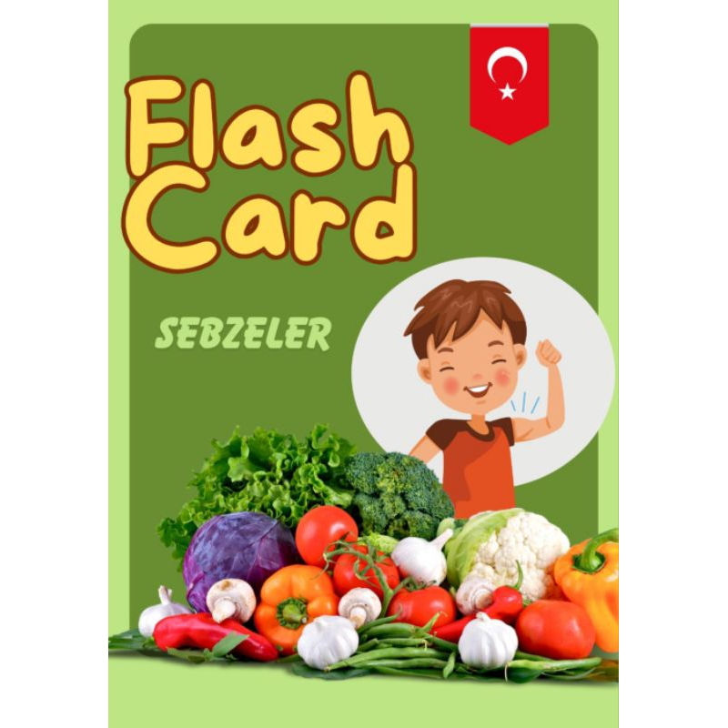 Vegetable Flashcard in Turkish Printable PDF Flashcard Bahasa Turki ...